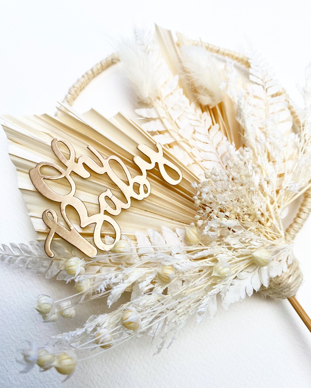 Baby Cake Topper/palm/dried Palm Topper/pampas/cake Pick/oh Baby/gender ...