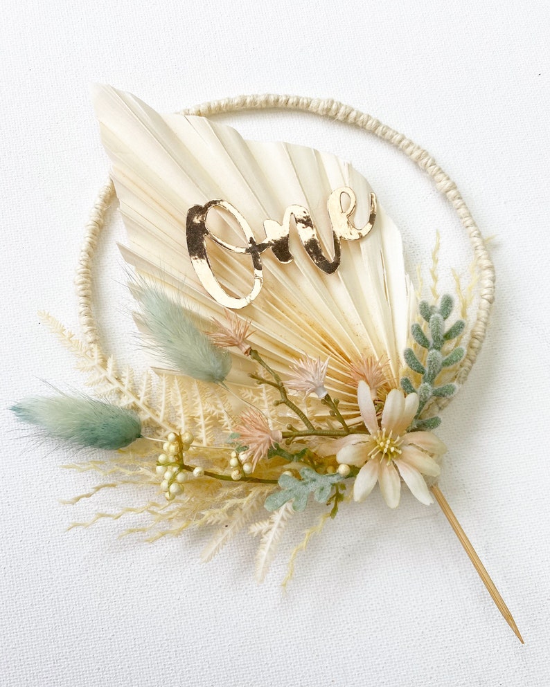 One Cake Topper/first Birthday/dried Palm Topper/pampas/cake | Etsy