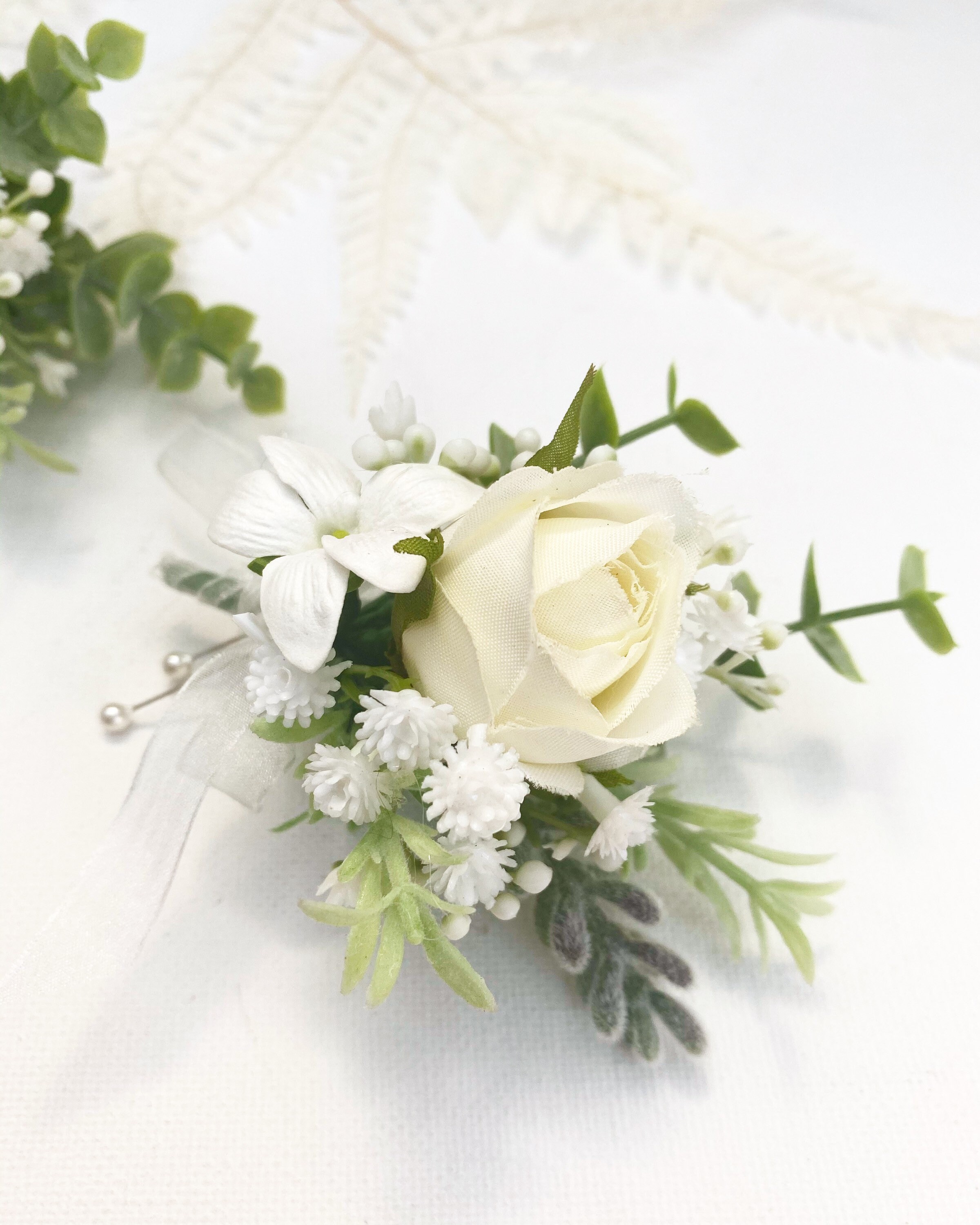 White and Cream Dress Corsage/white Wedding Corsage/vanilla Rose ...