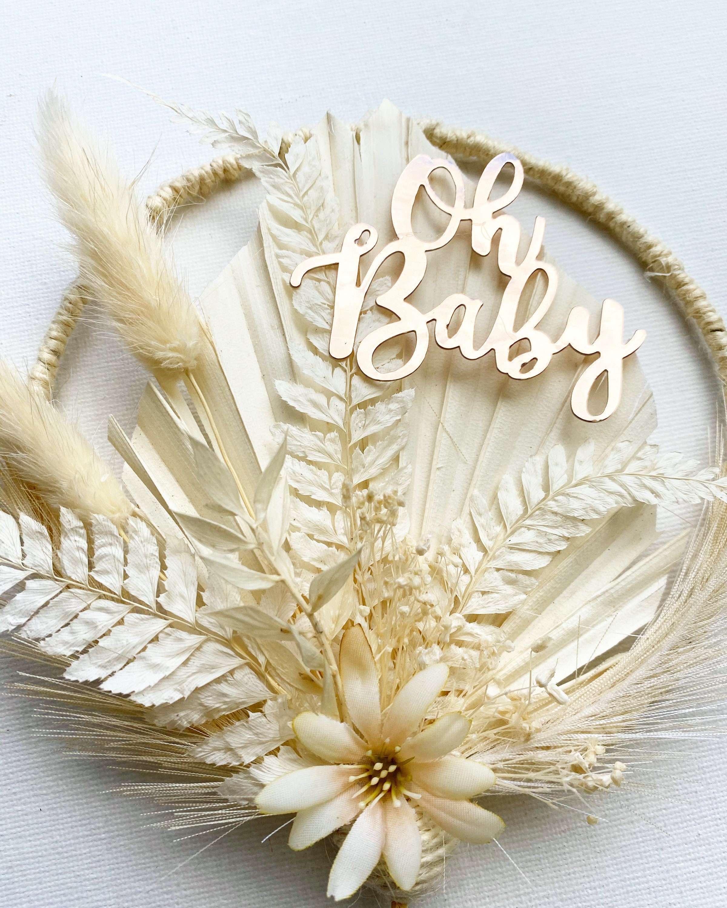 Baby Cake Topper/palm/dried palm topper/pampas/cake pick/oh | Etsy