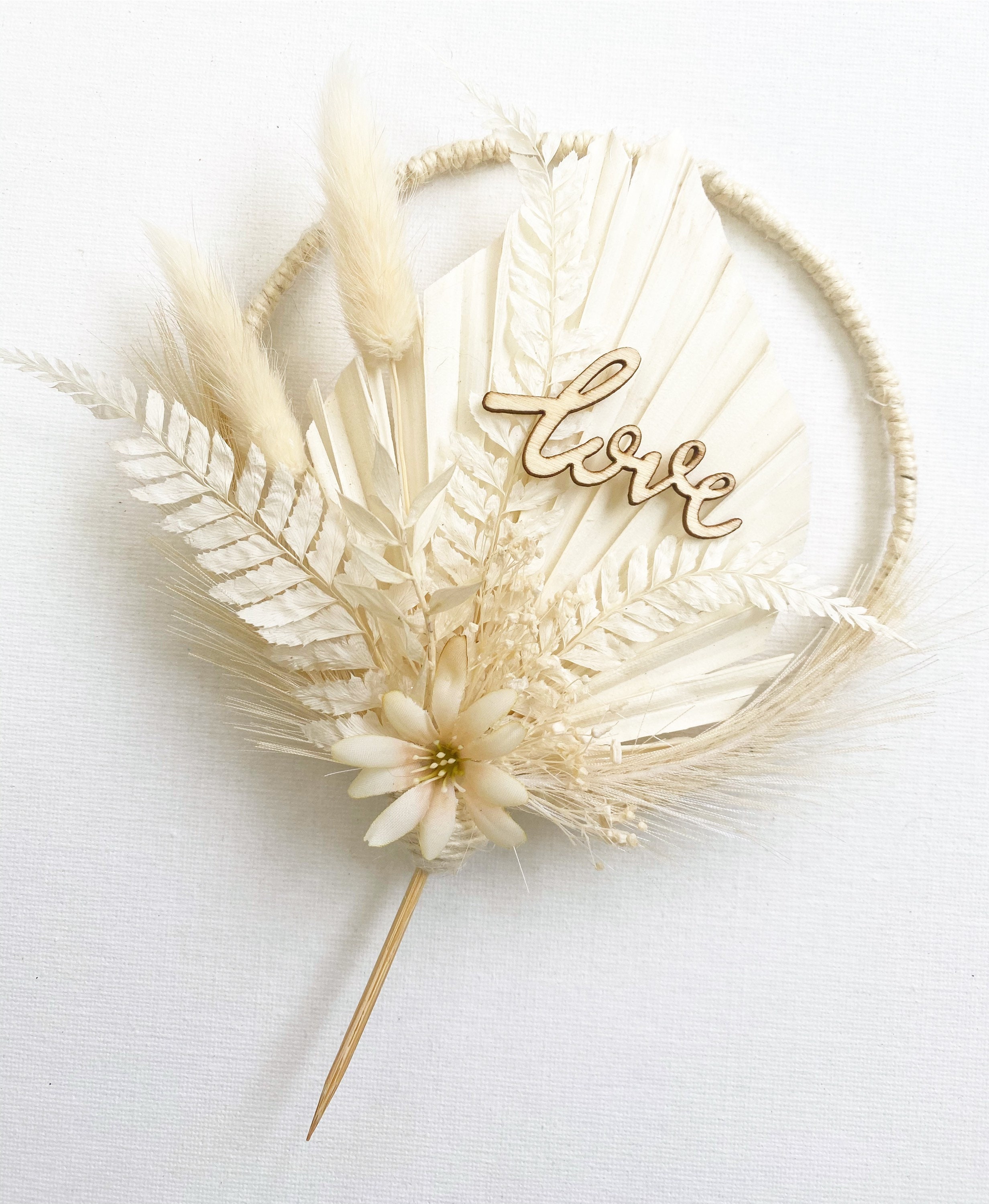 Love Cake Topper/palm/dried Palm Topper/pampas/cake | Etsy