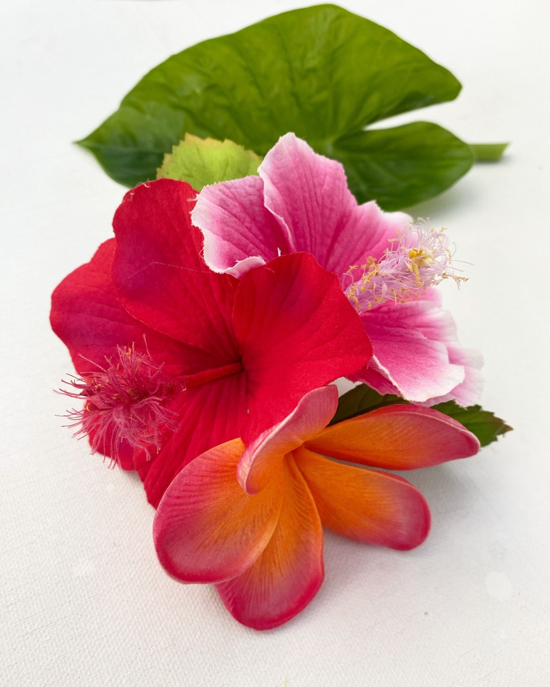 Tahitian Cherry Hibiscus Hair Clip/pink Orange Red Hair Clip/hawaiian ...