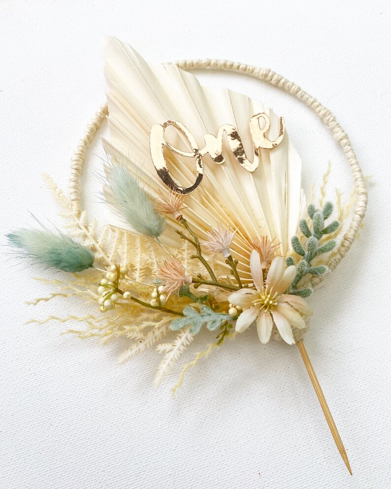 One Cake Topper/first Birthday/dried Palm Topper/pampas/cake | Etsy