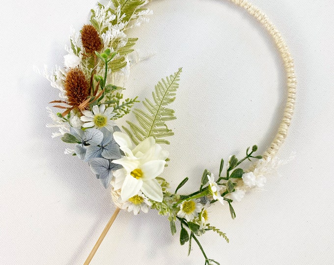 Floral Hoop Cake Topper/baby Topper/garden Cake/baby Boy Cake/cake ...