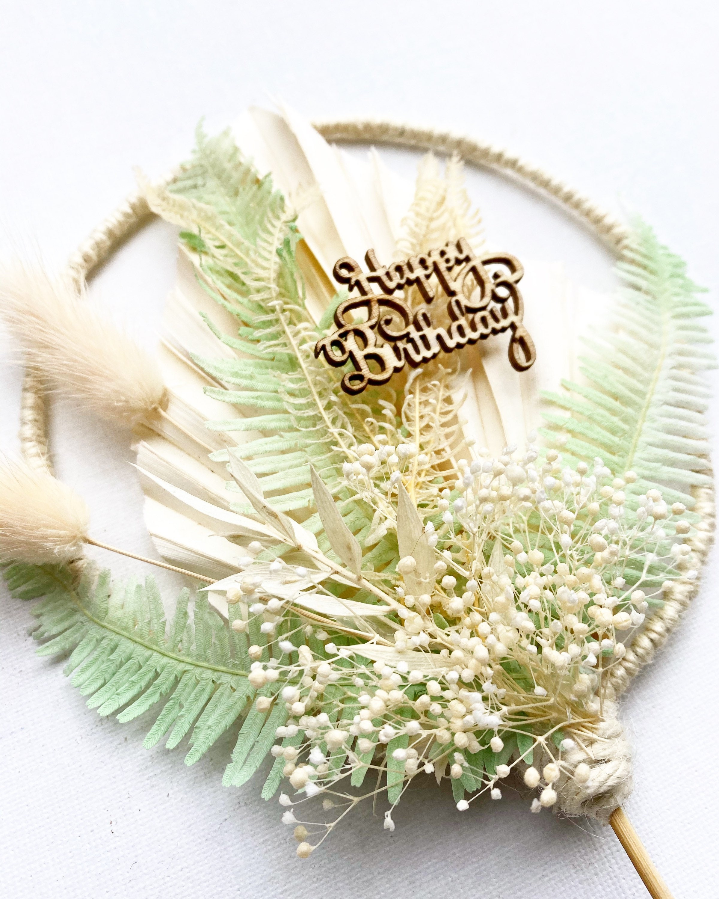 Happy birthday Cake Topper/palm/dried palm | Etsy