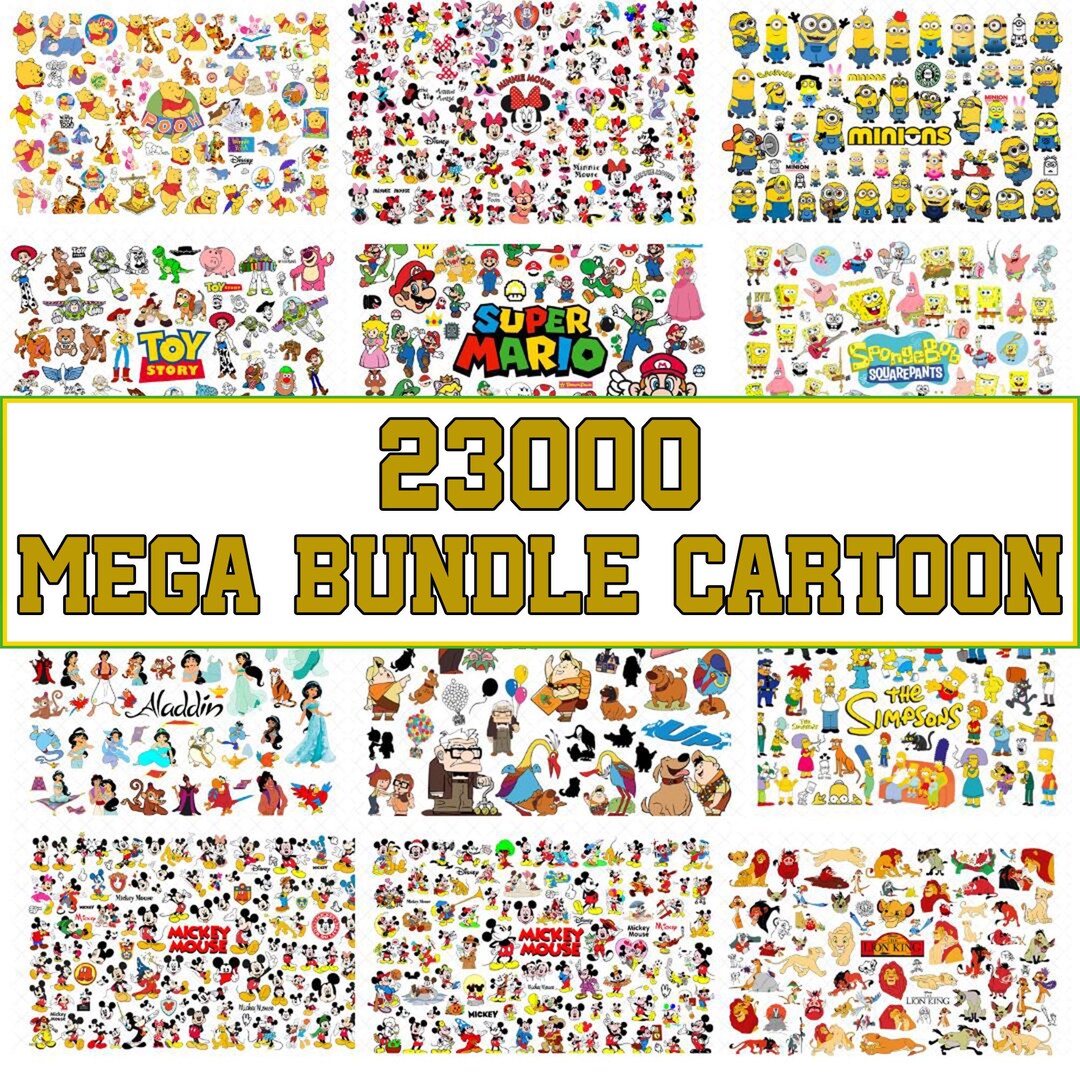 Mega Cartoon SVG Bundle, Cartoon Characters PNG, Cricut & Silhouette ...