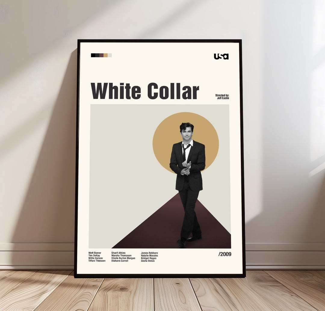 White Collar Poster | Film Poster | Midcentury Modern Art | Minimalist ...
