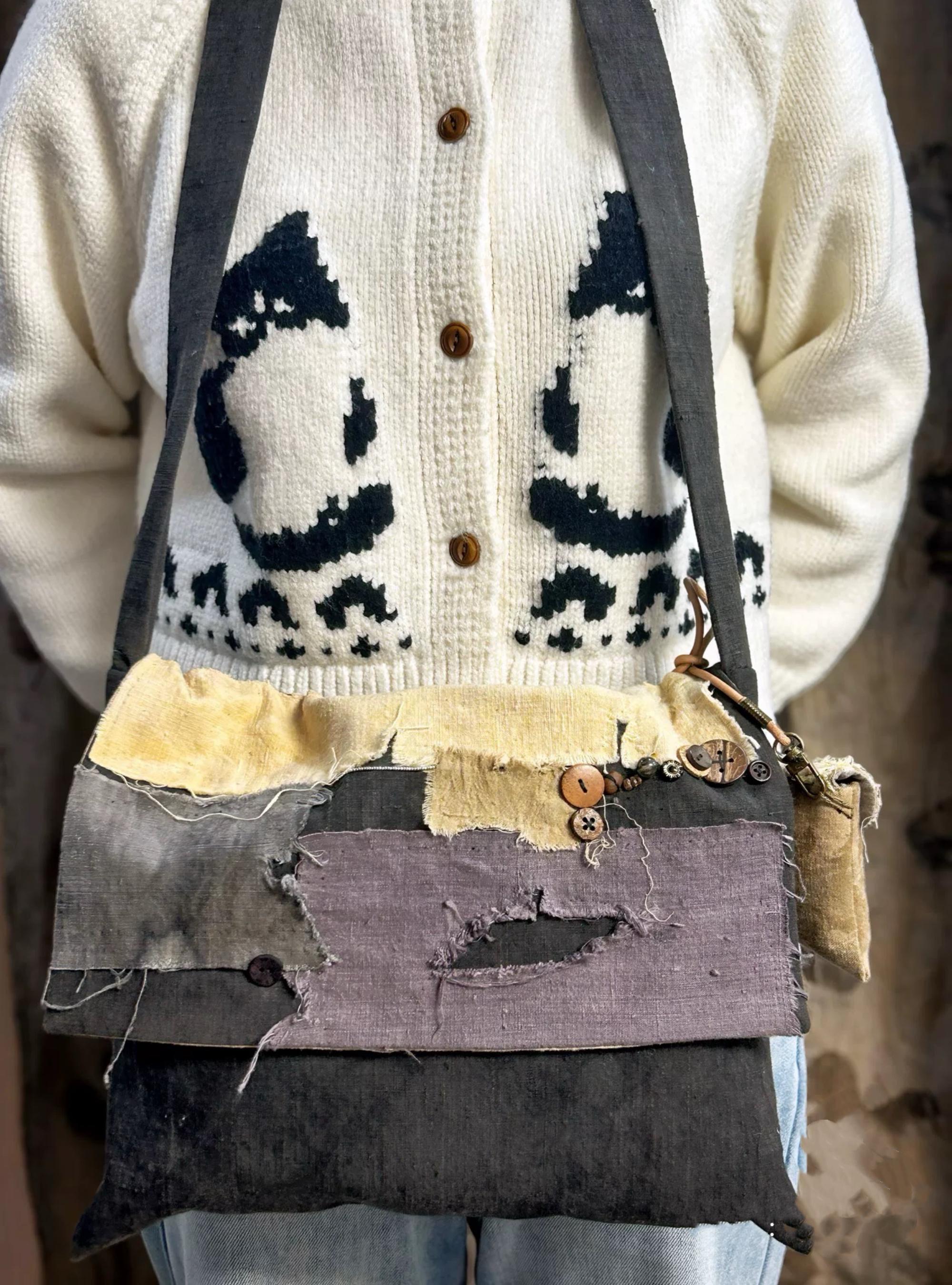 Plant-dyed Handmade Messenger Bags, Unique Crossbody Bags, Large ...