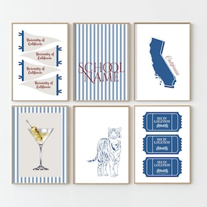Custom College Stripe Poster: Personalized School Mascot Print (digital ...