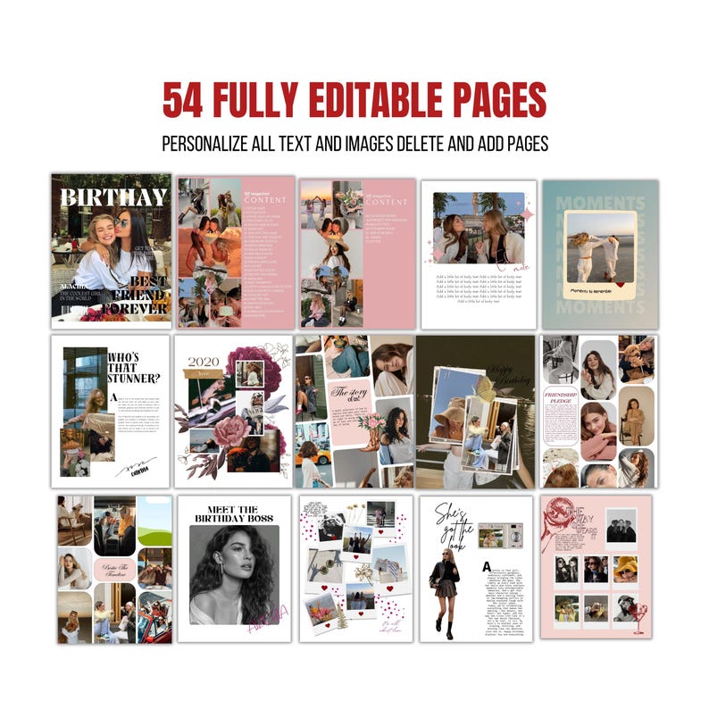 Canva Birthday Magazine Template, Personalized Best Friend Gift ...