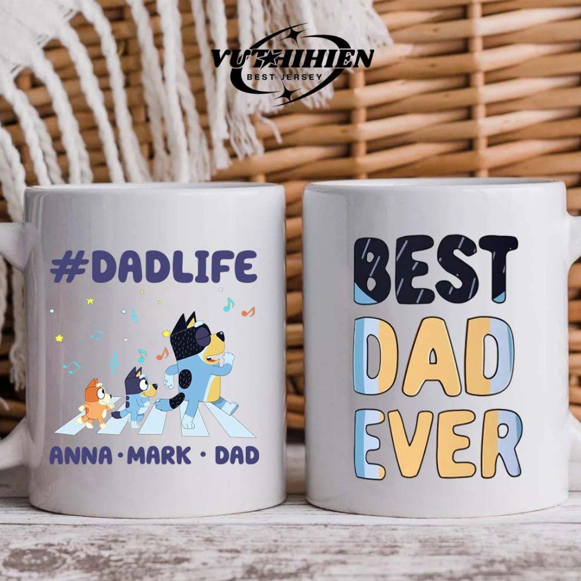 Personalized Dad Life Bluey Dad Mug, Parenting is Trifficult Best Dad ...