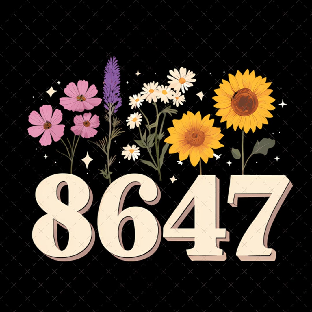 Retro 8647 Trump Png, 8647 Png, Floral Number Png, Butterfly and ...