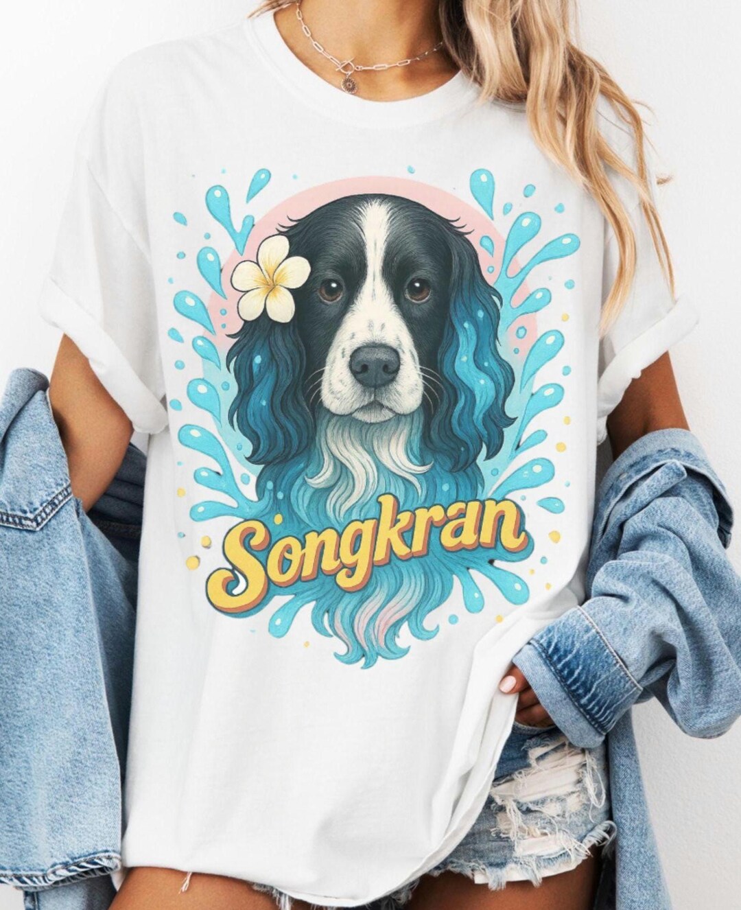 Songkran Dog | Cute Spring Dog Art | Thai New Year Printable | Water ...