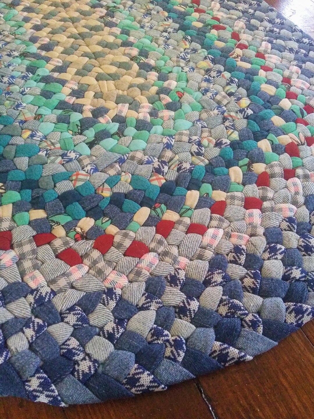 New Ready to Ship Handmade Recycled Oval Denim Braided Rug / Rag Rug ...