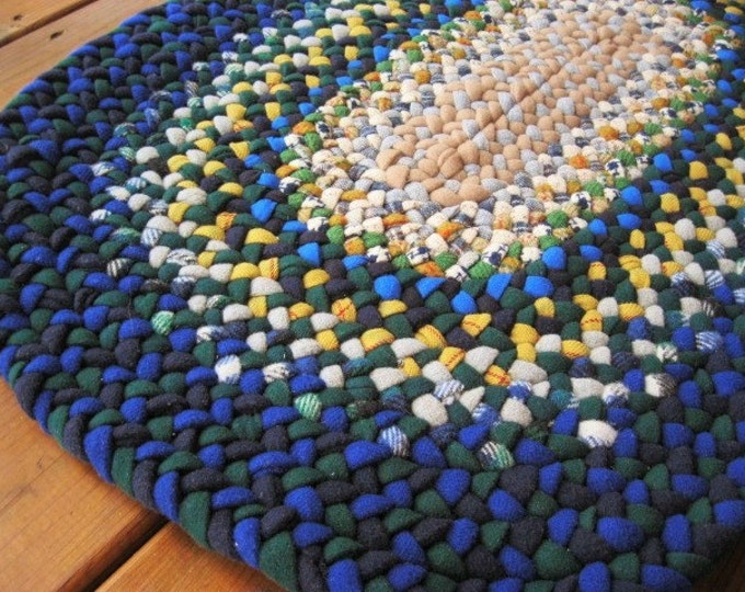 New Ready to Ship Handmade Braided Oval Recycled Wool Rug / - Etsy