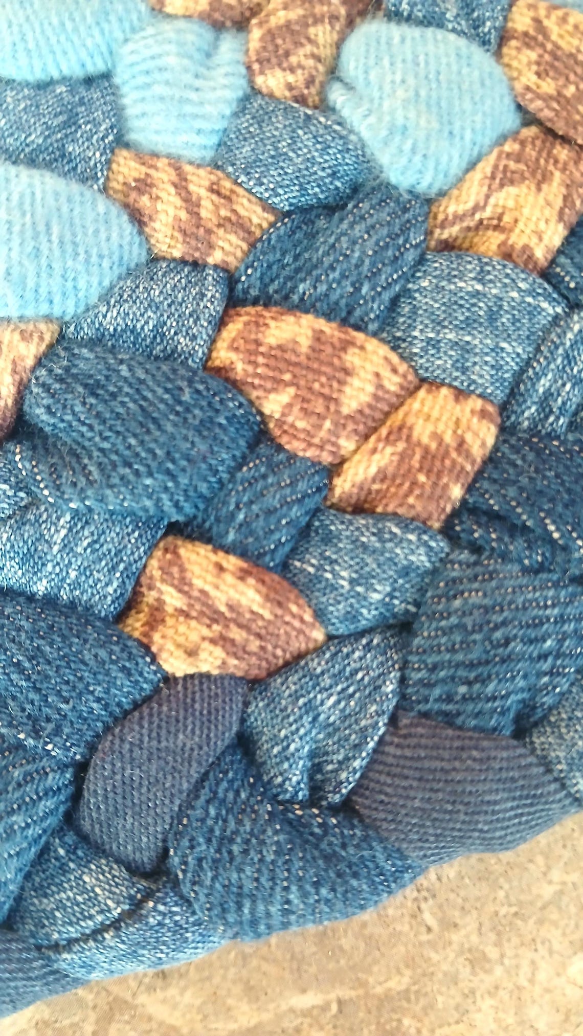 New Sturdy Handmade Recycled Denim Rectangular Braided Rug - Etsy