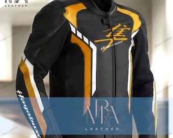 New HAYABUSA SUZUKI Motorbike/motorcycle Leather Jacket Racing Biker ...