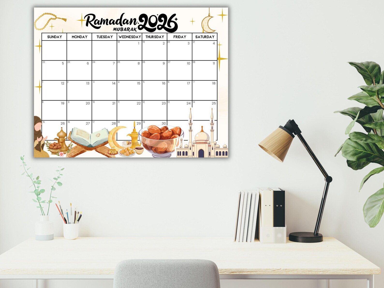 Ramadan Calendar 2026 | Canva Editable & Printable Islamic Calendar 8 ...