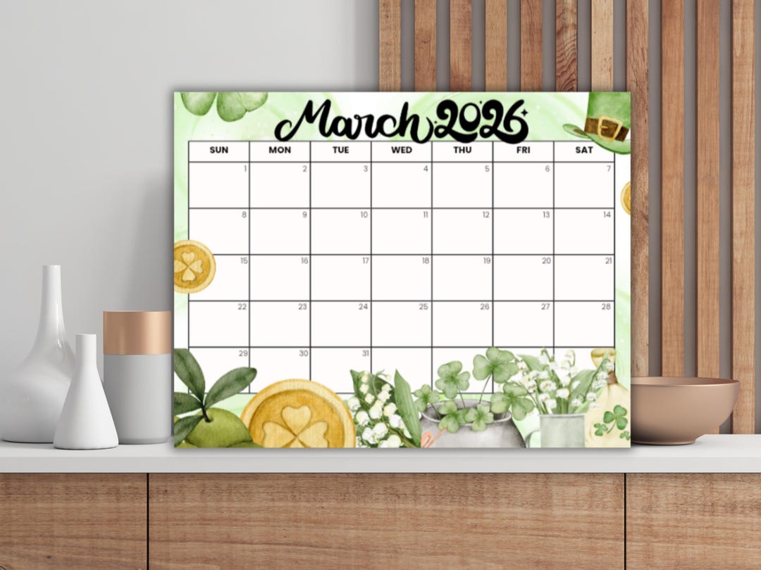 Editable March 2026 Calendar, Canva Printable Monthly Planner Template ...