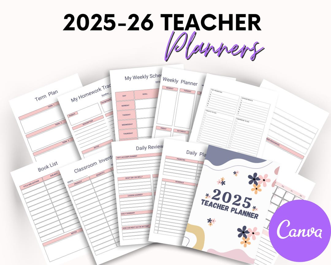 2025-2026 Teacher Planner: Printable Academic Gradebook (digital ...