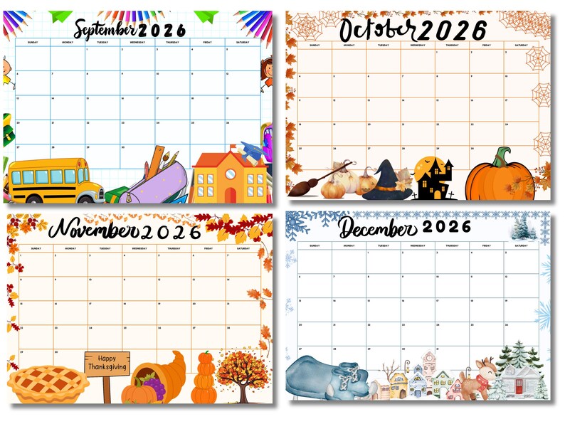 Canva Editable November 2026 Calendar, Mon & Sun Happy Thanksgiving ...