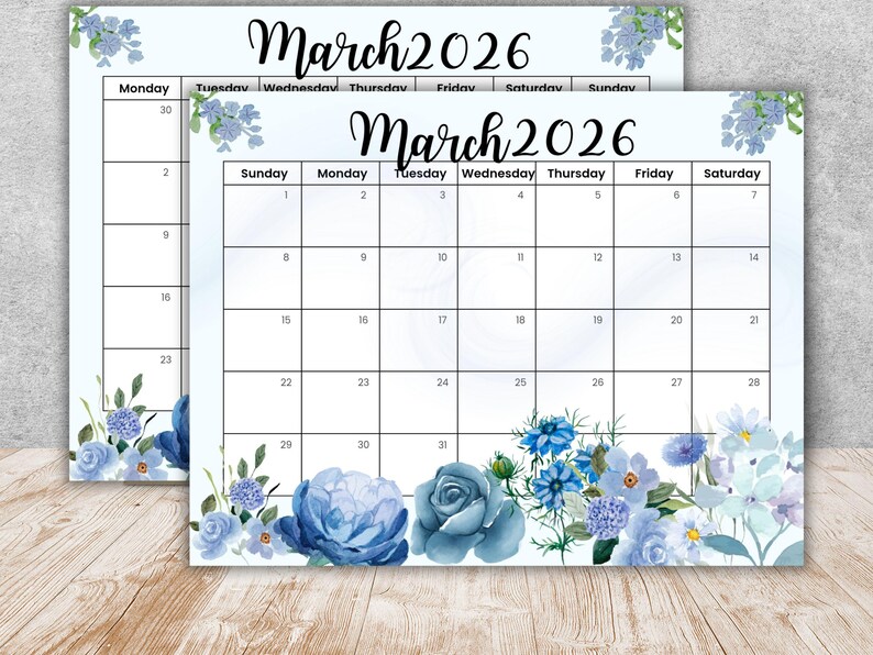 Editable March 2026 Calendar, Canva Printable Monthly Planner Template ...