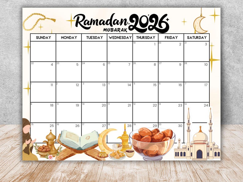 Ramadan Calendar 2026 | Canva Editable & Printable Islamic Calendar 8 ...