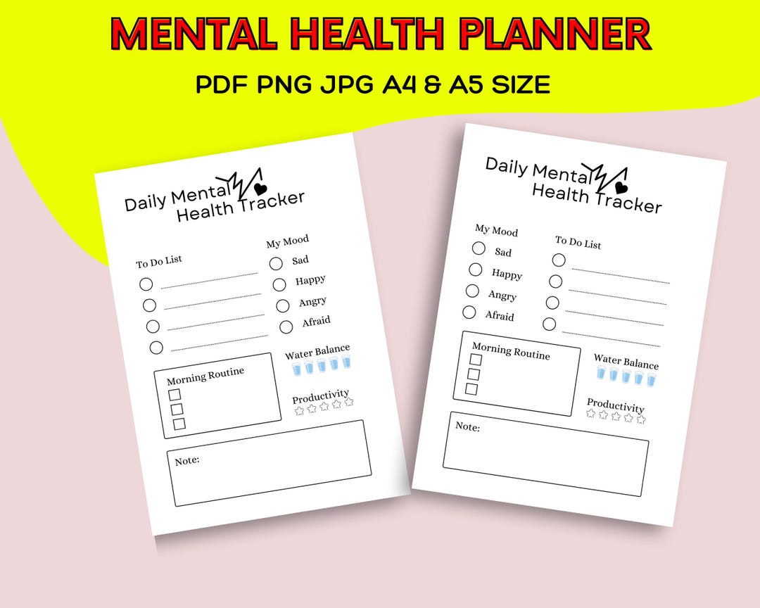 Mental Health Planners, Daily Mental Health Journal, Printable Mood ...