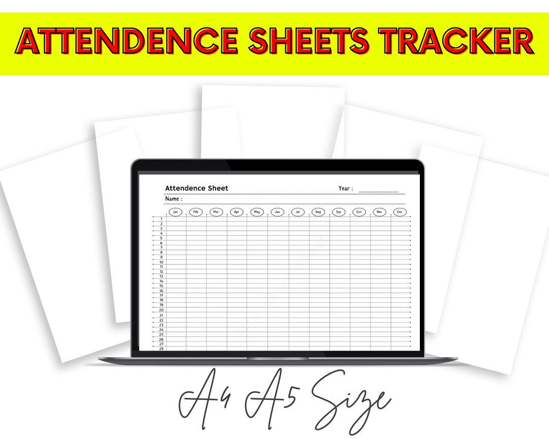 Editable Attendance Tracker Sheet: Team, Student, Employee (PDF, PNG ...