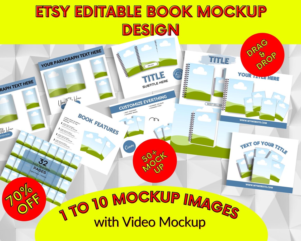 60+ Canva Editable Book Mockup Template | Book Cover & Ebook Mockup ...