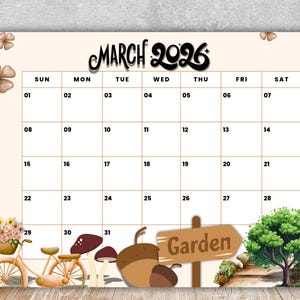 March 2026 Editable Calendar | Printable Monthly Planner PDF | School ...
