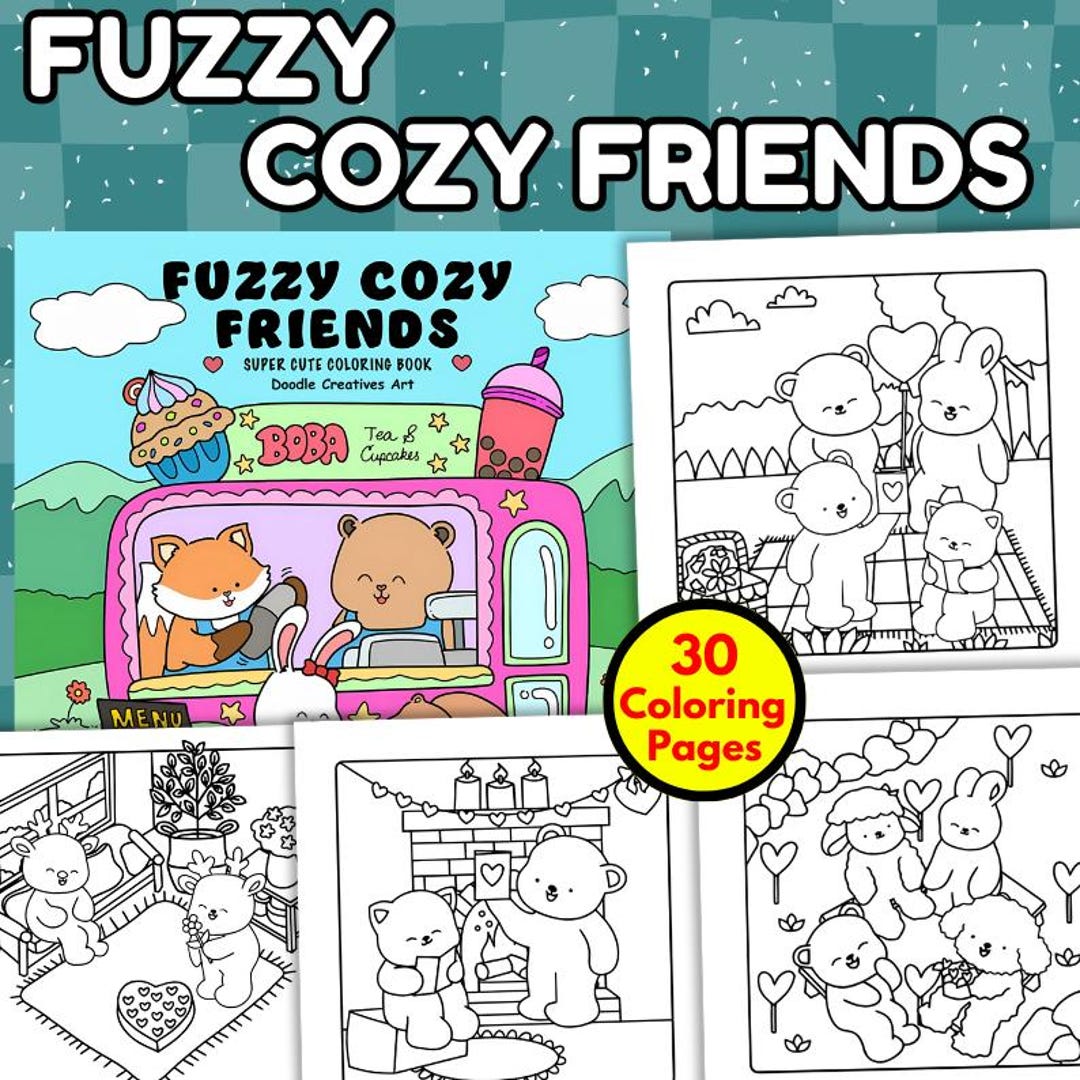 Fuzzy Cozy Friends: 40 Pages Printable Relax and Cozy Friends Color ...