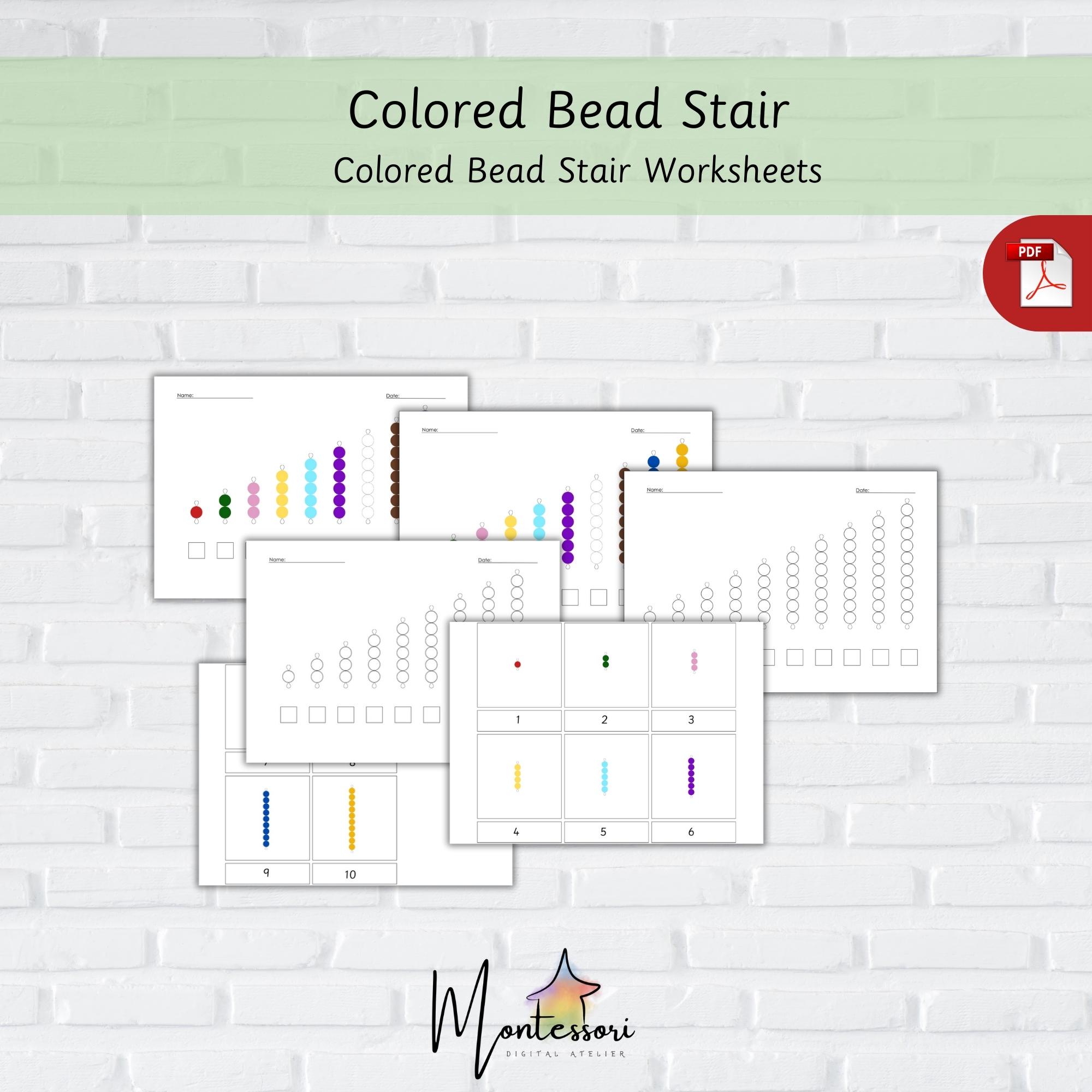 Montessori Colored Bead Stair-printable Colored Bead Stair-short Bead ...