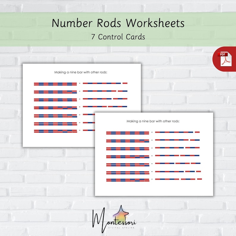 NUMBER RODS Worksheets-montessori Number Rods-number Rods Worksheets ...