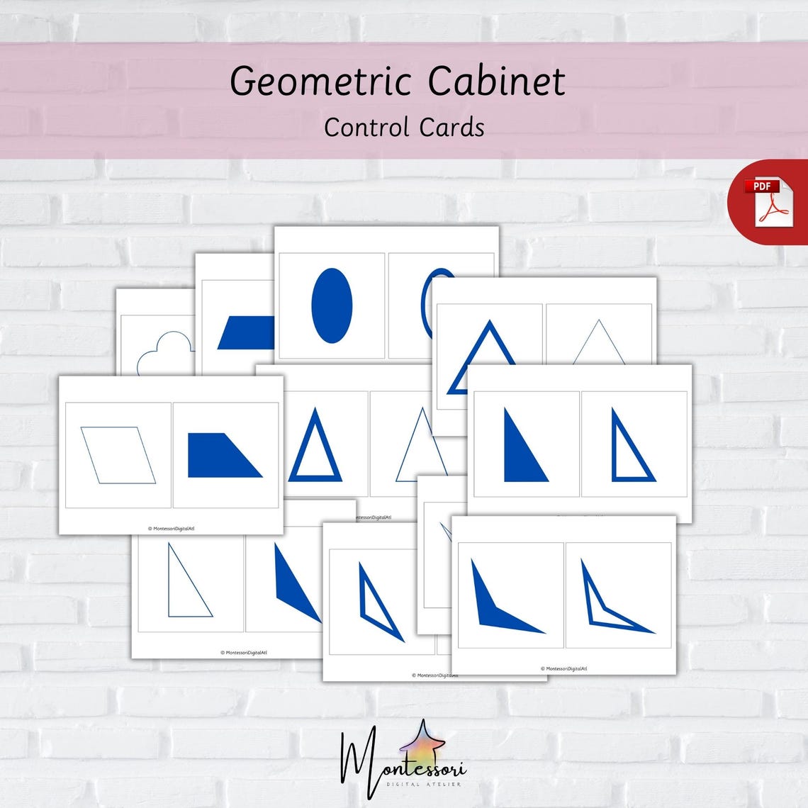 Montessori Geometric Cabinet Control Cards-montessori Geometric Surface ...