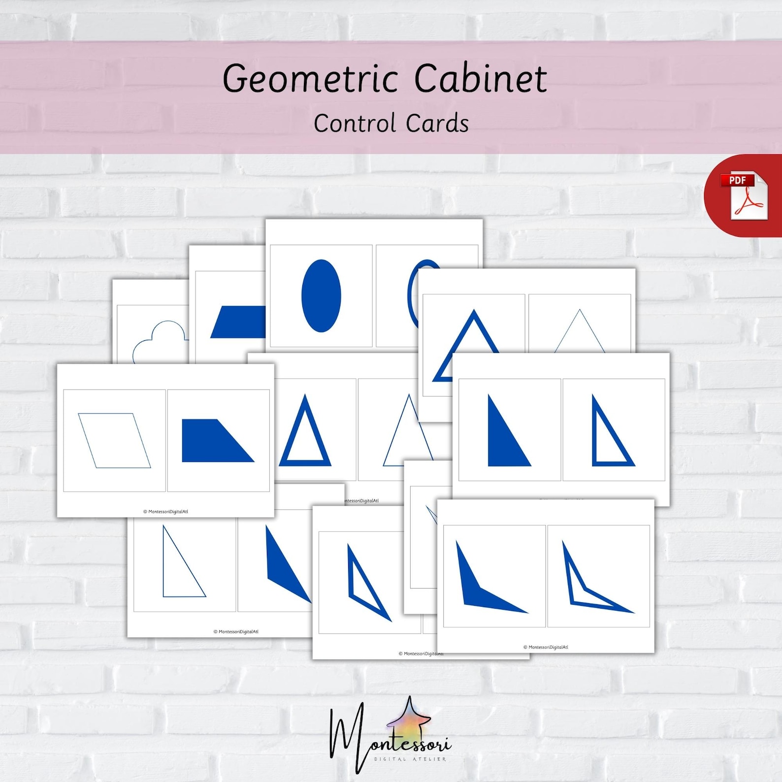 Montessori Geometric Cabinet Control Cards-montessori Geometric Surface ...