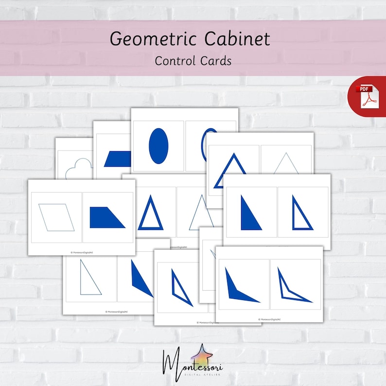 Montessori Geometric Cabinet Control Cards-montessori Geometric Surface ...