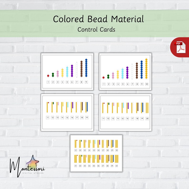 Montessori Colored Bead Working Cards- 1-100 Number Matching Activity ...