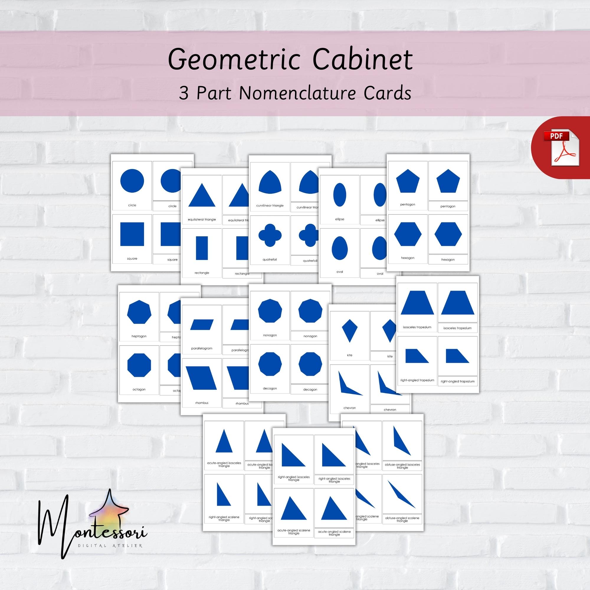 Montessori Geometric Cabinet 3-part Cards-printable Geometric Cabinet ...