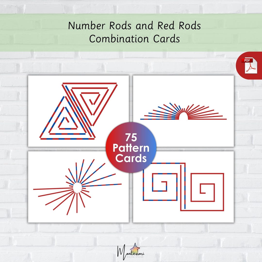 NUMBER Rods and RED Rods Combination Cards-montessori Red Rods and ...