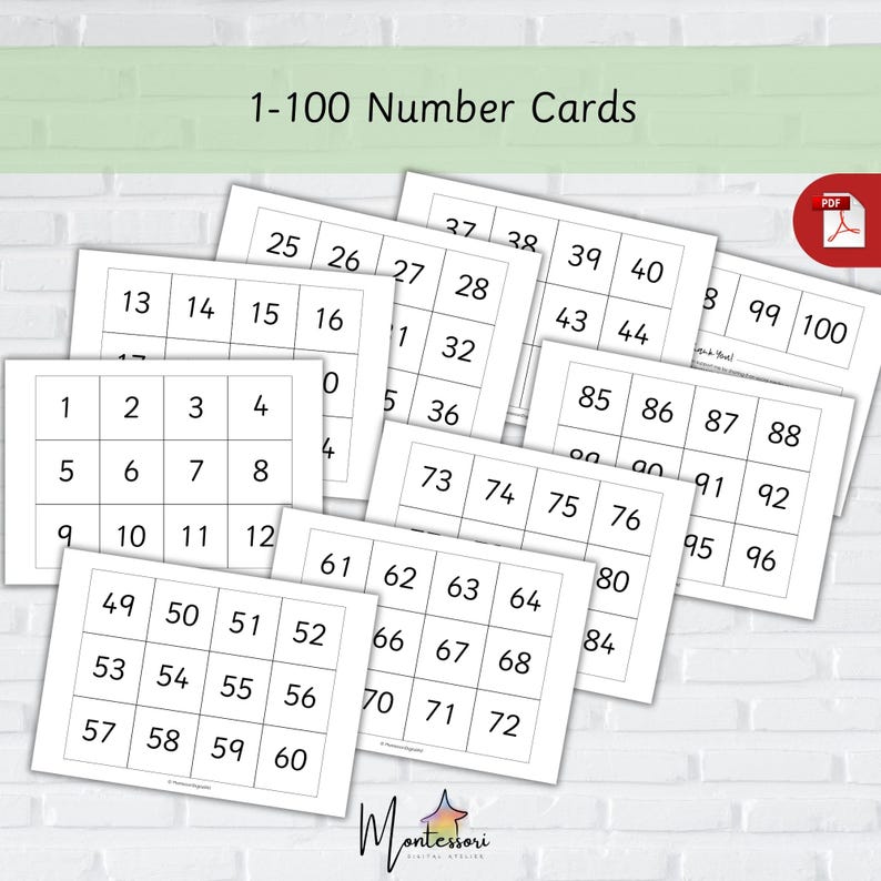 1-100 Number Cards-numbers 1 to 100 Flashcards-counting Cards ...