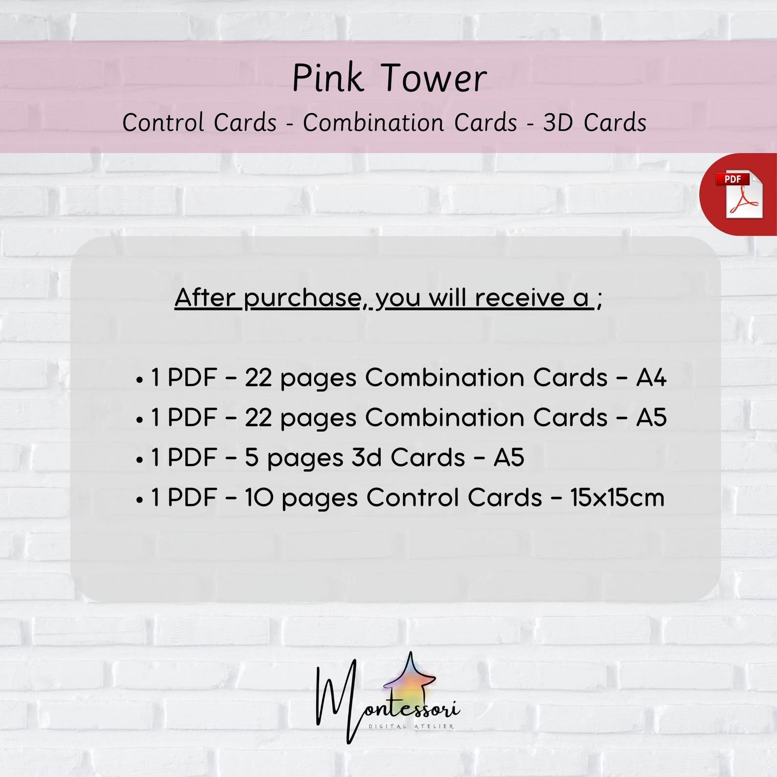 Montessori Pink Tower–printable Montessori Pink Tower–digital PDF ...