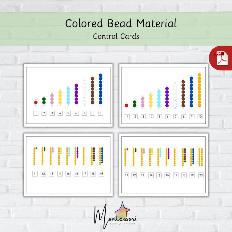 Montessori Colored Bead Material-printable Colored Bead Stair-short ...
