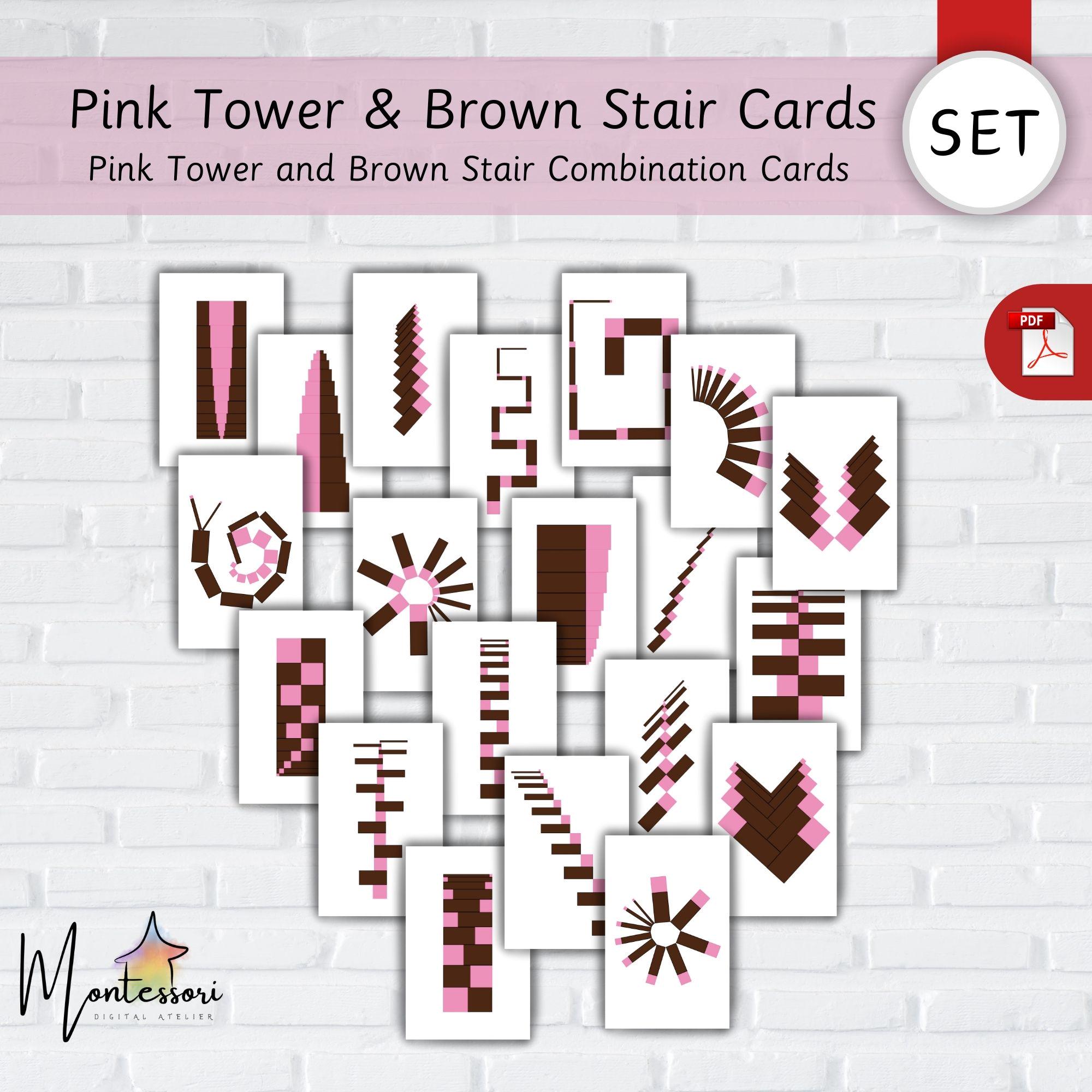 Montessori Printable Pink Tower and Brown Stair Cards Set-pink Tower ...