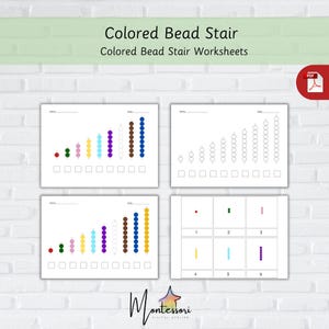 Montessori Colored Bead Stair-printable Colored Bead Stair-short Bead ...