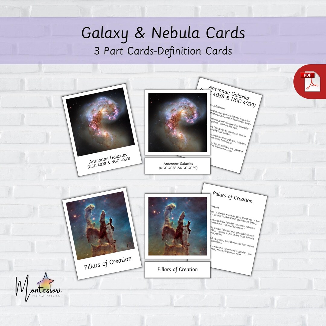 Montessori Space Cards-galaxy Flashcards-nebula Flashcards-printable ...