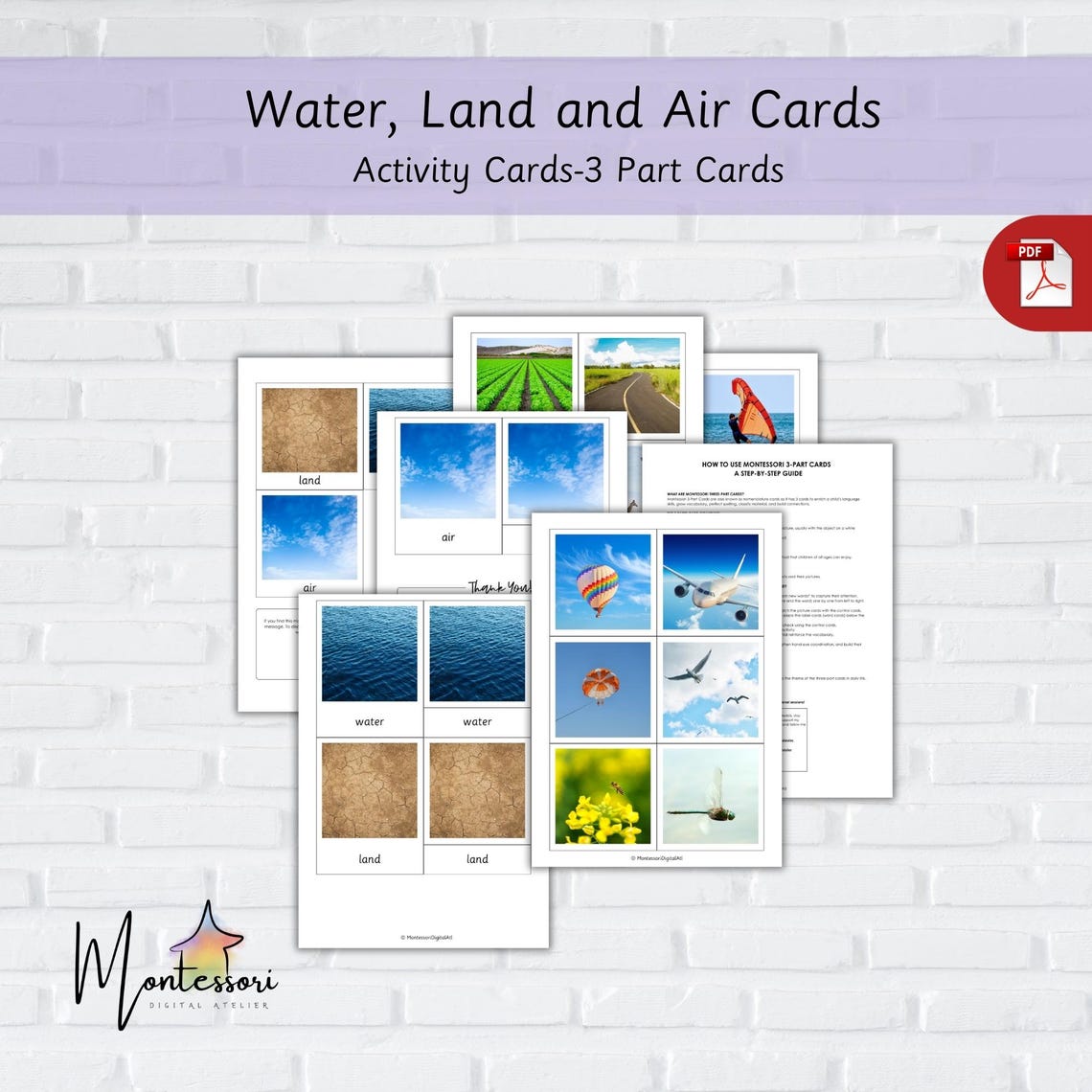 WATER,LAND,AIR Cards-montessori Land,air,water Cards-printable Land Air ...