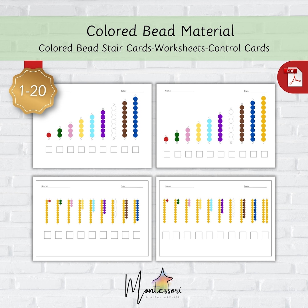 Montessori Colored Bead Material-printable Colored Bead Stair-short ...