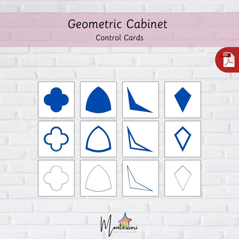 Montessori Geometric Cabinet Control Cards-montessori Geometric Surface ...