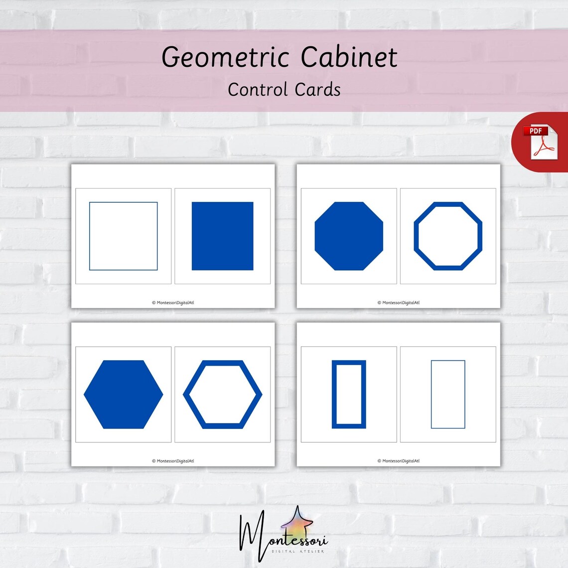 Montessori Geometric Cabinet Control Cards-montessori Geometric Surface ...